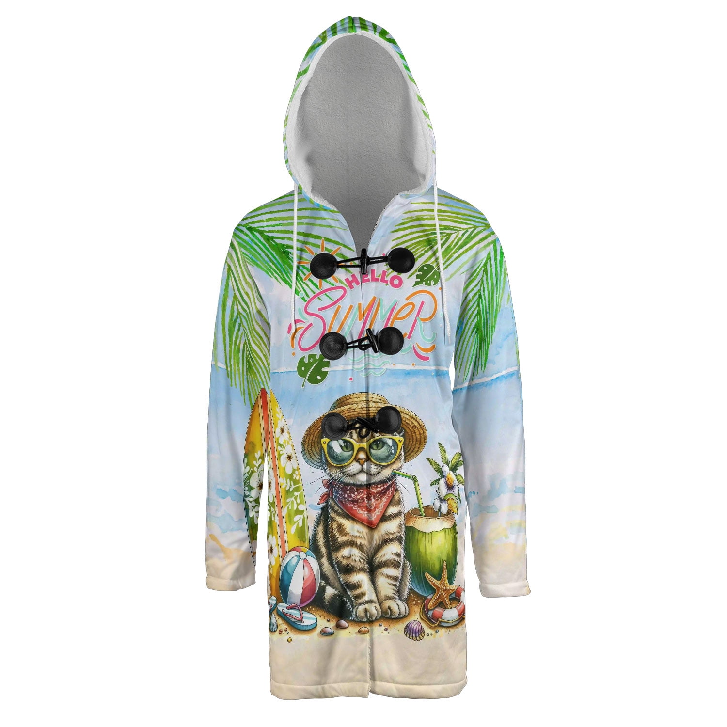 Scottish Fold Hello Summer with Sunglasses and Surfboard Tropical Vibes ...