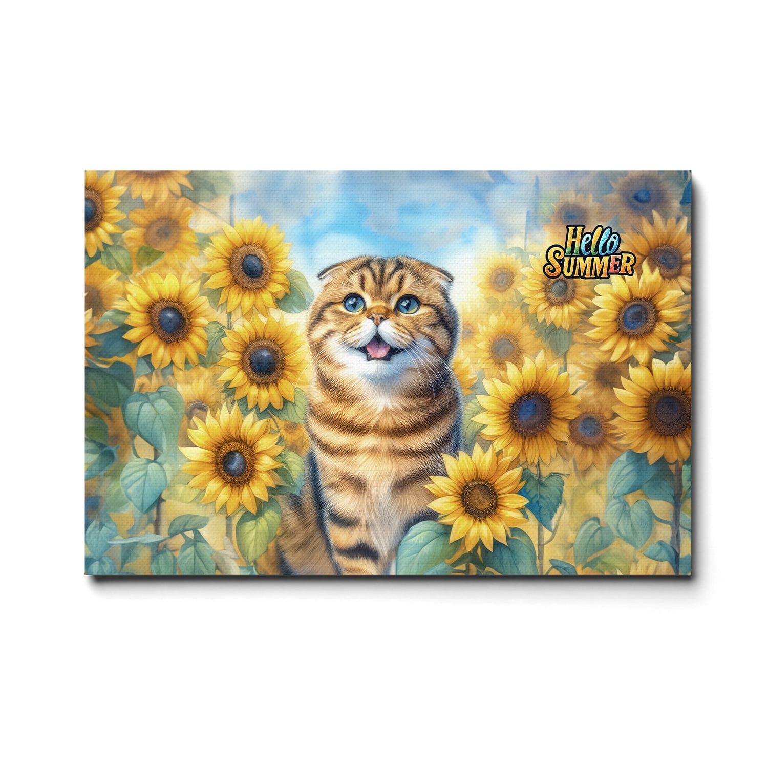 Scottish Fold Hello Summer Sunshine Sunflowers Spring Retro Vintage ...