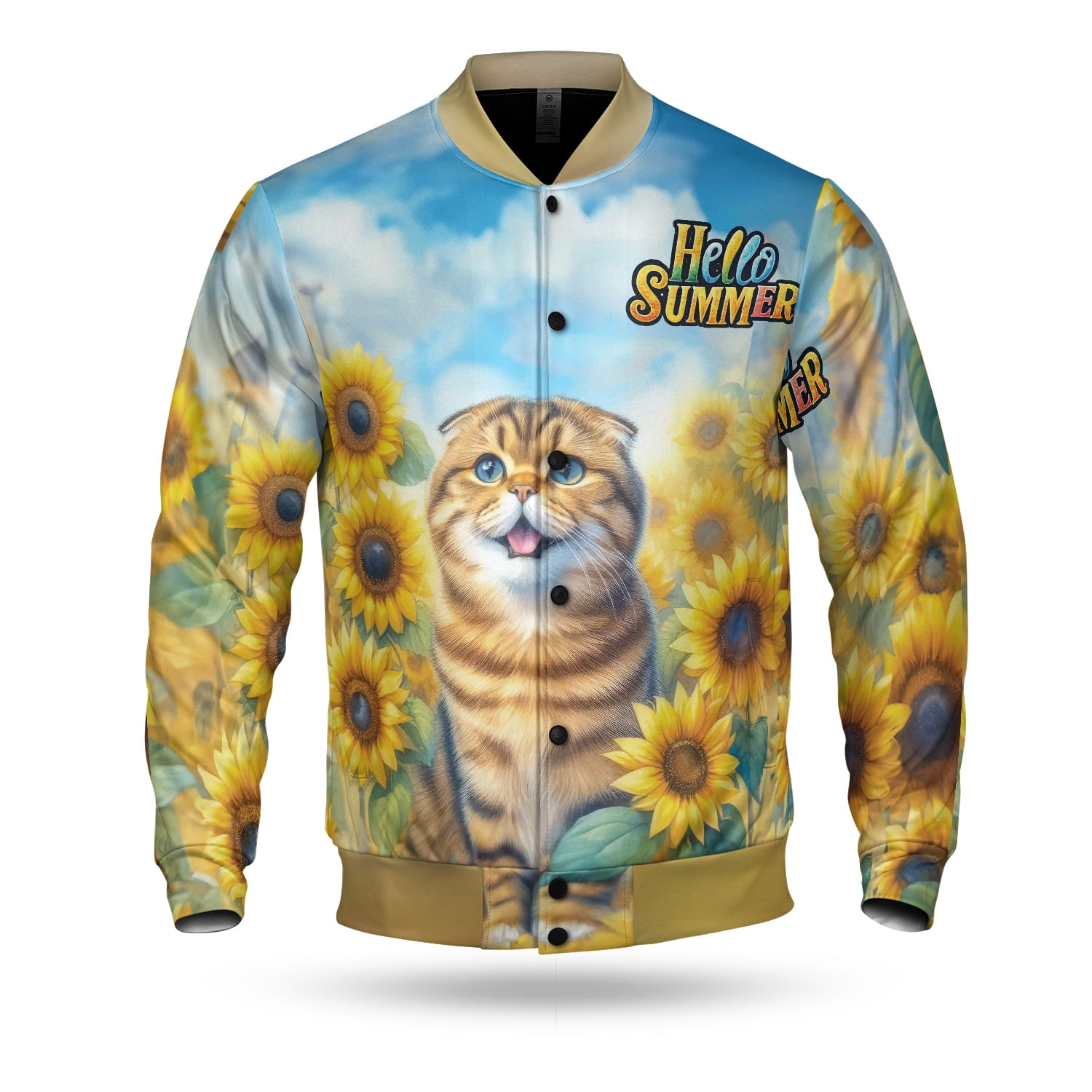 Scottish Fold Hello Summer Sunshine Sunflowers Spring Retro Vintage All ...