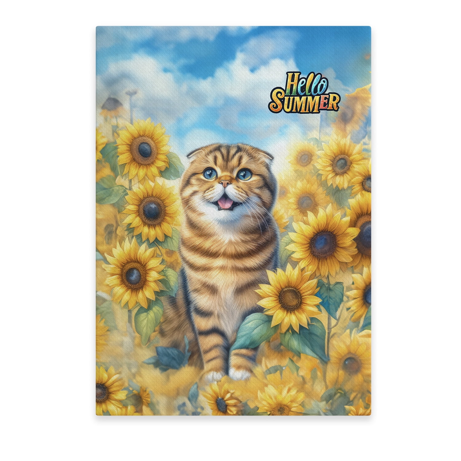 Scottish Fold Hello Summer Sunshine Sunflowers Spring Retro Vintage ...
