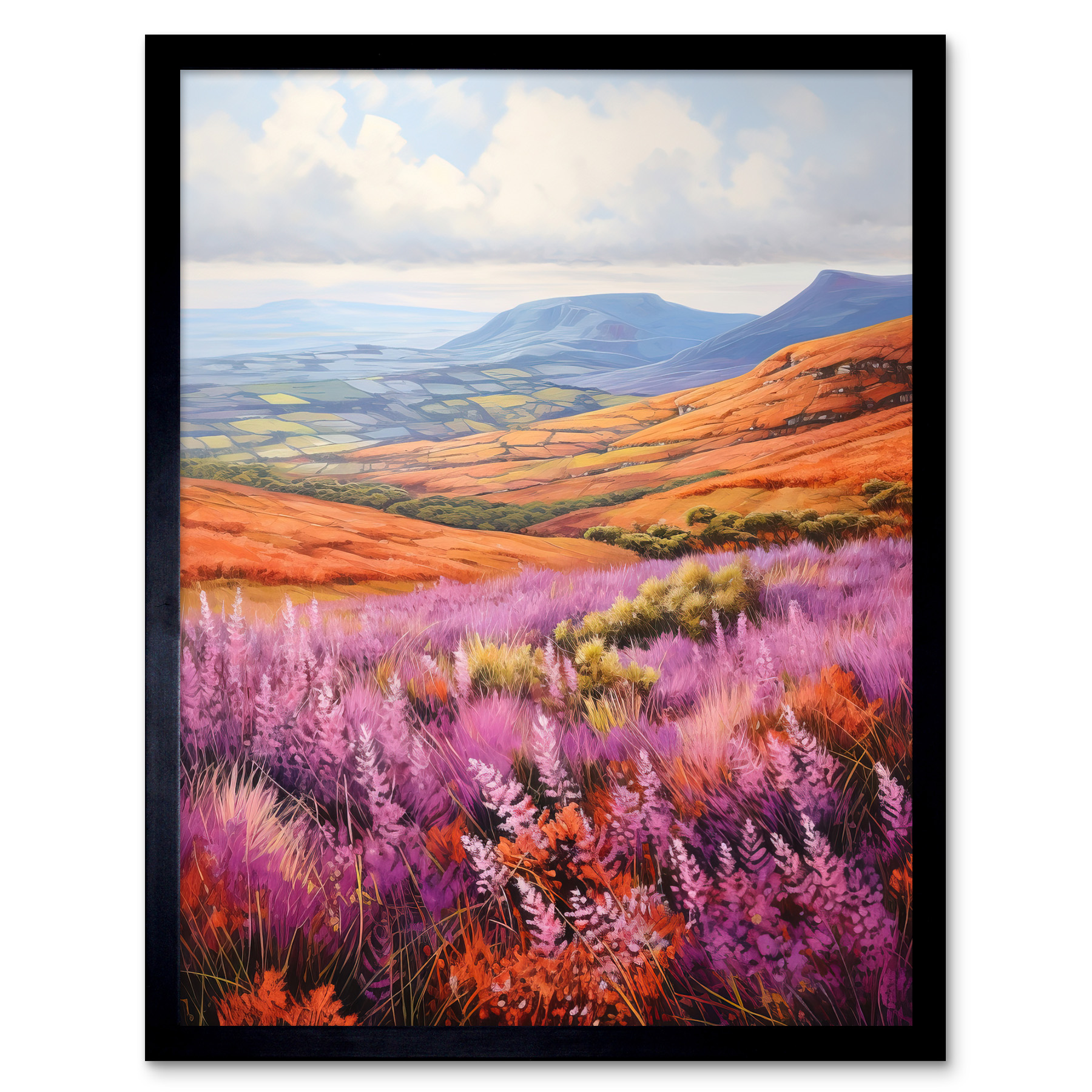 Scottish Heather Fields Oil Painting Purple Orange Blue Scotland ...