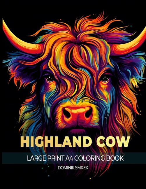 Scottish Highland Cow: A Large Print A4 Colouring Book, (Paperback ...