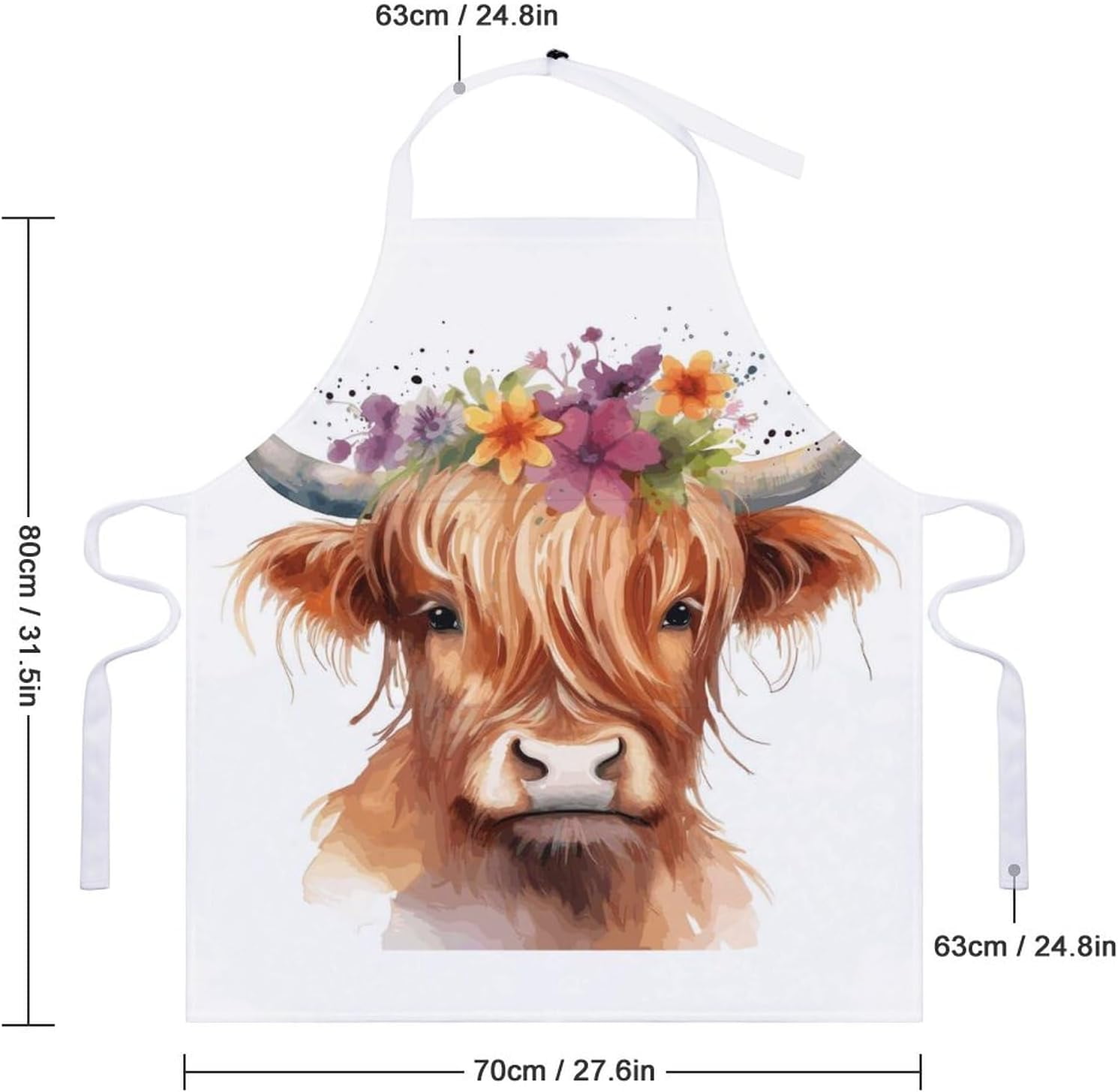 Scottish Highland Cow Apron Retro Western Adjustable Cooking Apron ...