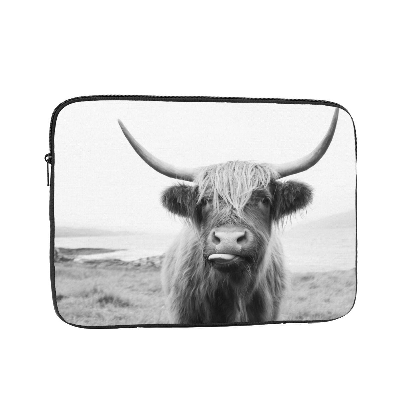 Scottish Highland Cow Black and White 17 inch Portable Laptop Sleeve ...