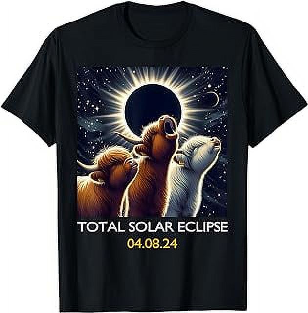 Scottish Highland Cow Howling At Total Solar Eclipse 2024 T-Shirt ...