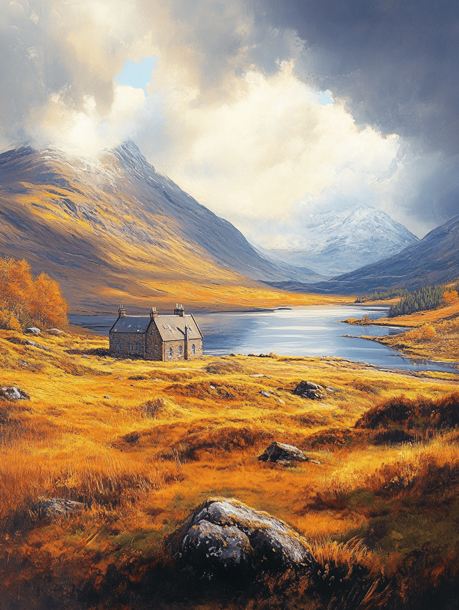 Scottish Highlands Lakeside Cottage Canvas Print/Wall Art， Perfect for ...