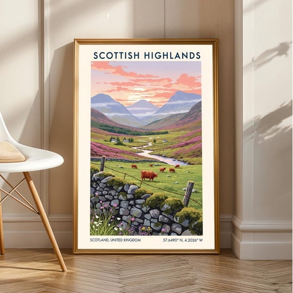 Scottish Highlands Landscape Poster: Contemporary Countryside Art ...