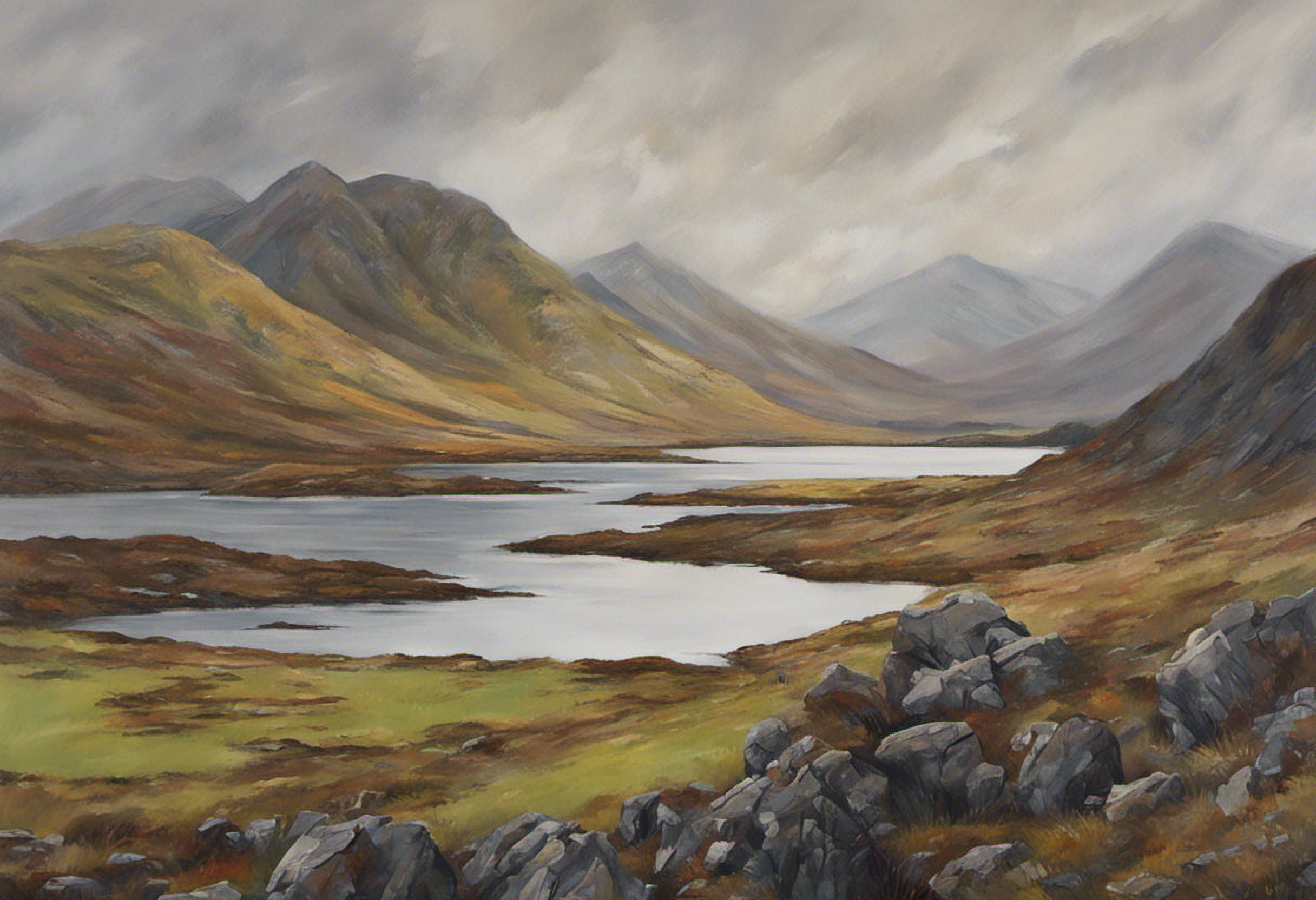 Scottish Highlands Painting II - 12" x 18" Art Print Wall Decor ...