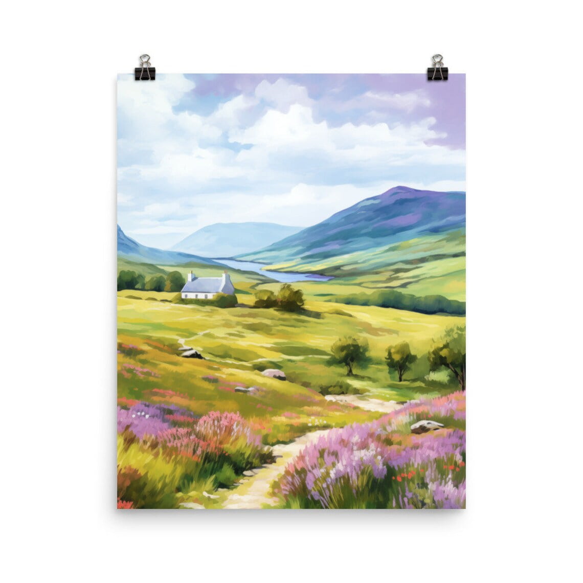 Scottish Highlands Print, Heather Meadow Wall Art, Scotland Travel ...