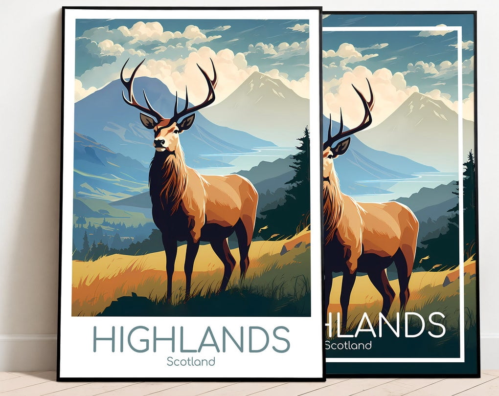 Scottish Highlands Travel Poster Scottish Highlands Poster Wall Art ...