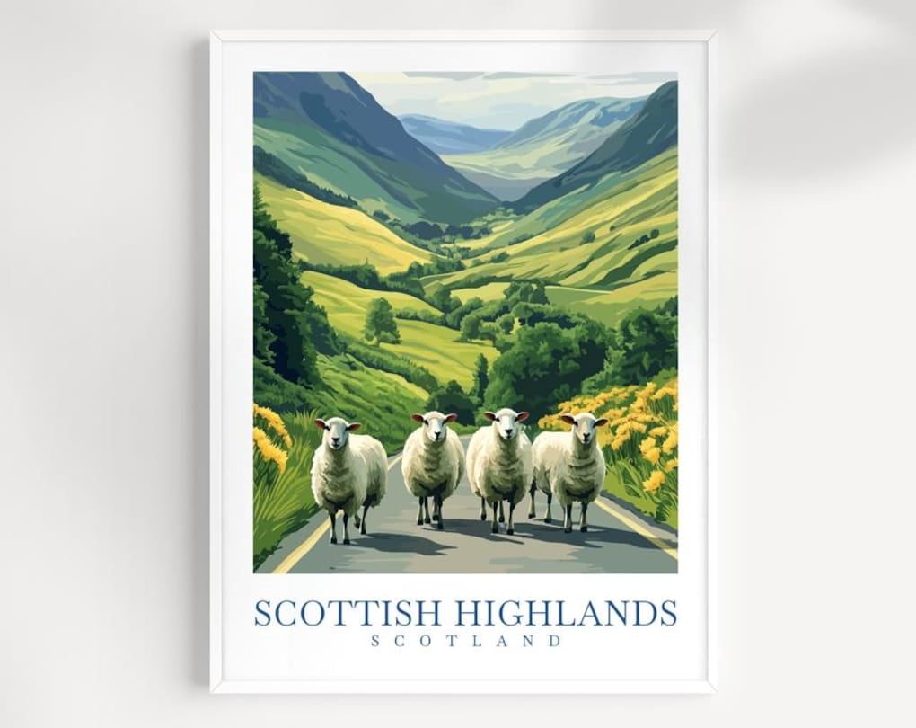 Scottish Highlands Wall Art Print, Original Travel Poster, Nature ...