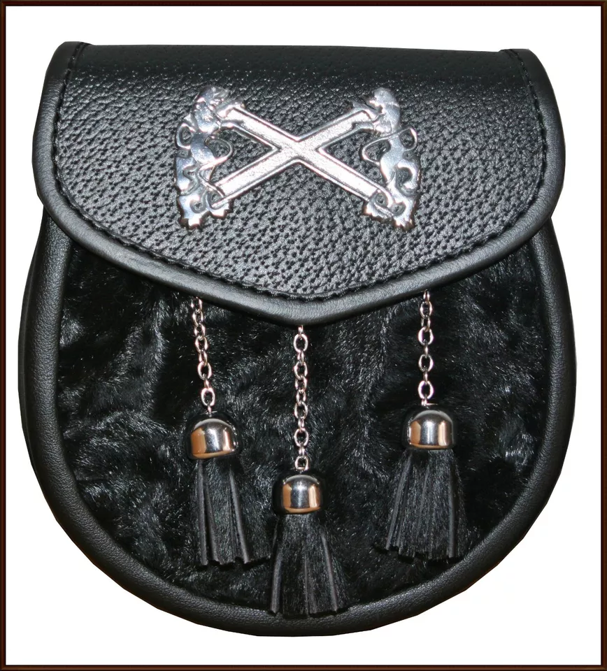 Scottish Kilt Leather Sporran with Free Belt Chain, Traditional ...