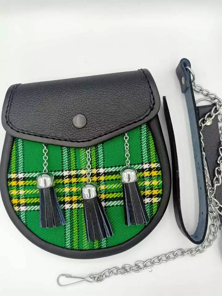 Scottish Kilt Leather Sporran with Free Belt Chain, Traditional ...