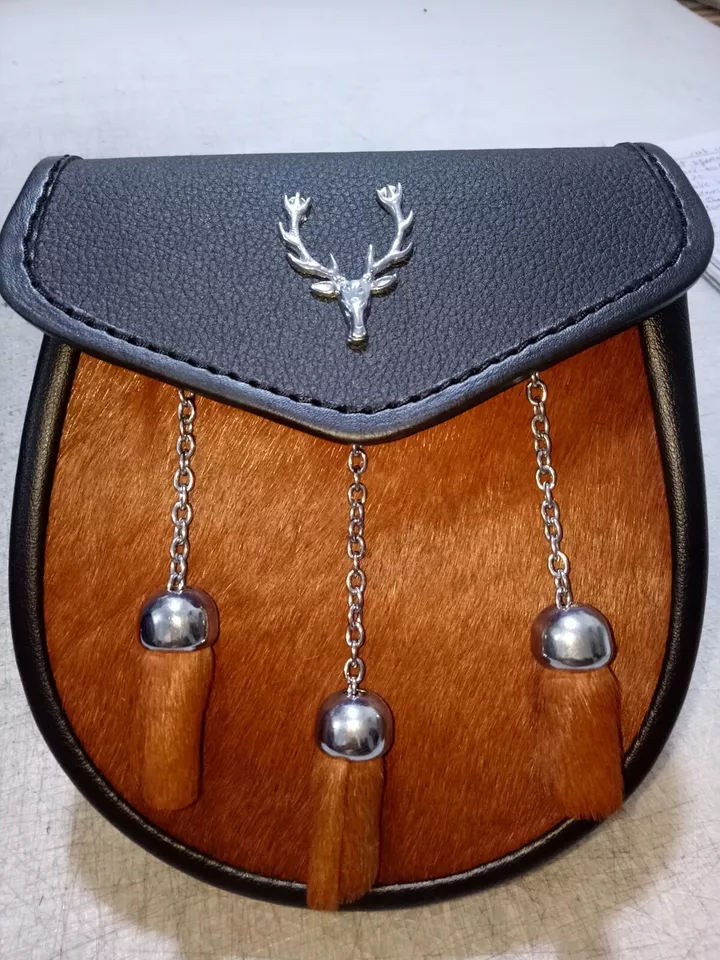 Scottish Kilt Leather Sporran with Free Belt Chain, Traditional ...