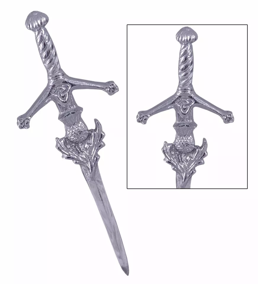 Scottish Kilt Pin 4 inch, Highland Celtic Kilt Brooch with Chrome ...