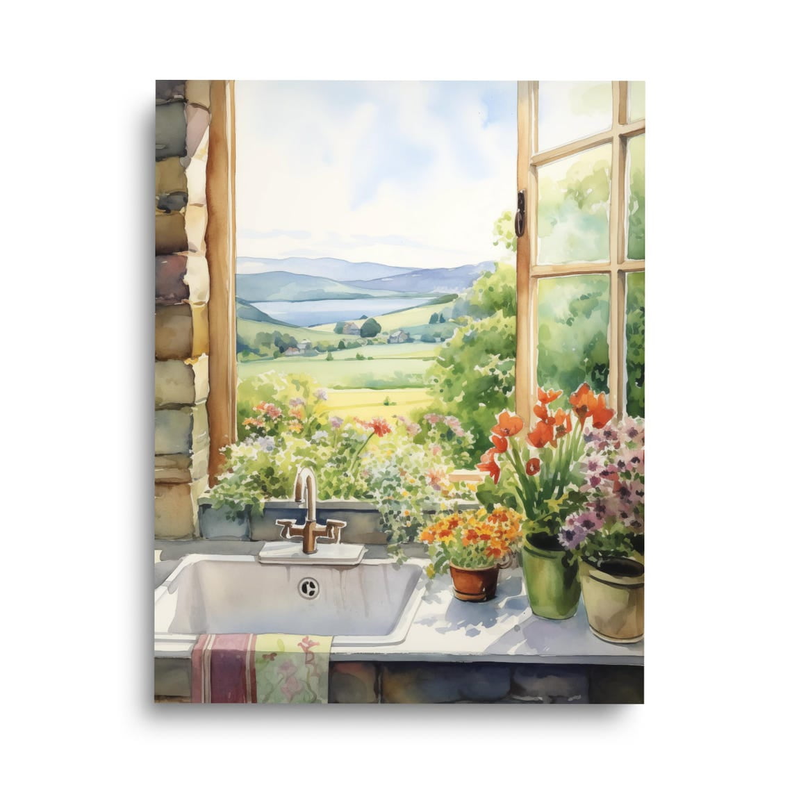 Scottish Kitchen Print, Traditional Cottage Window View, Rustic ...