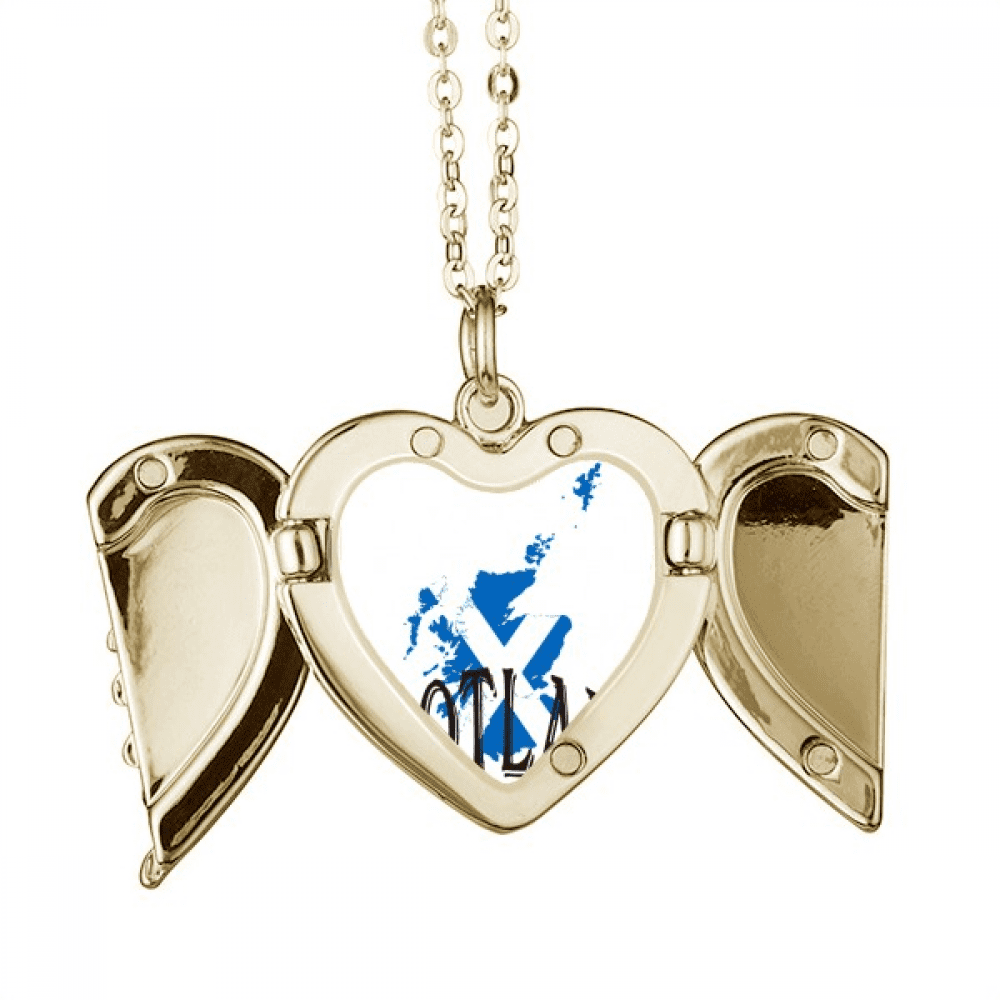 Scottish Map Flag Culture Folded Wings Peach Heart Pendant Necklace ...