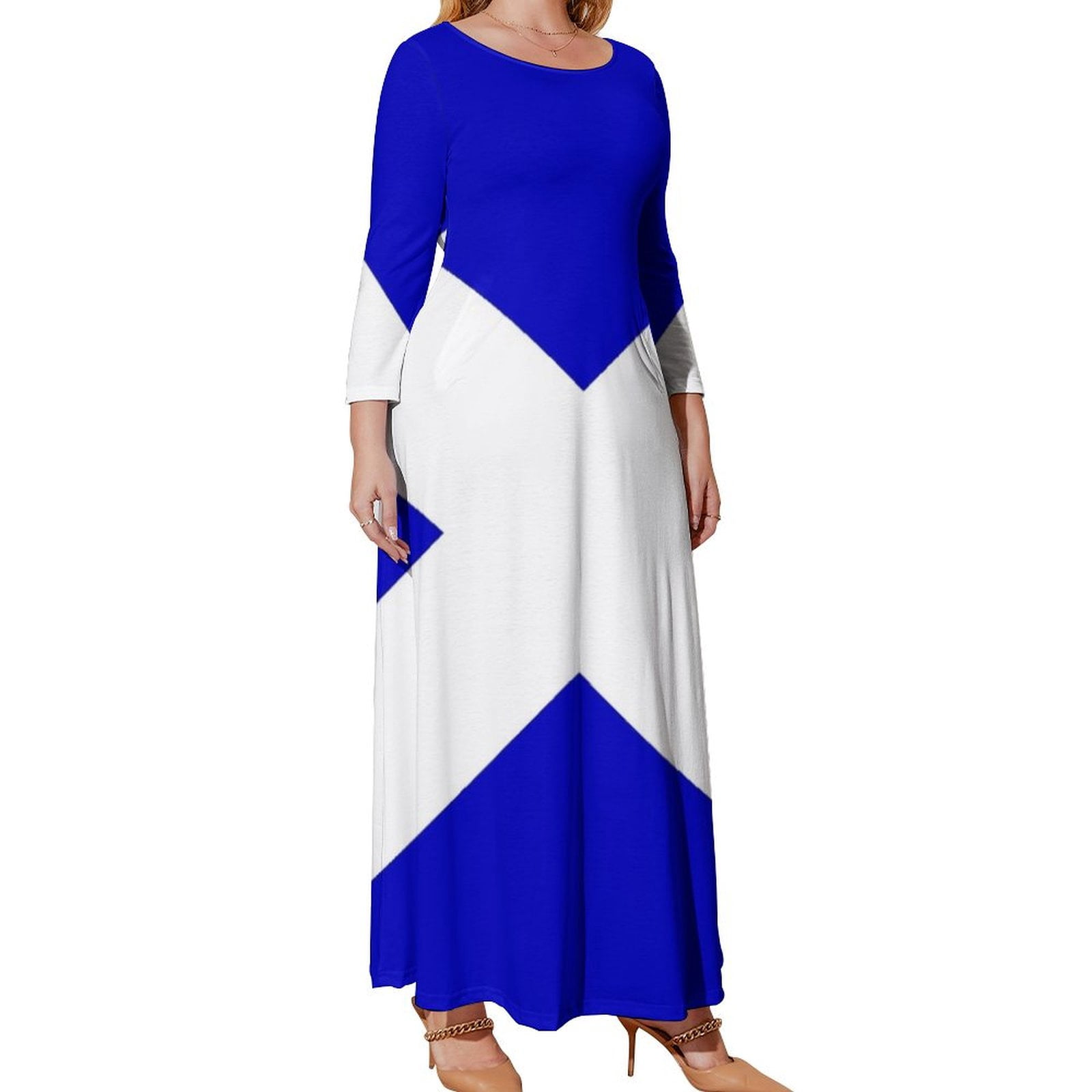 Scottish Saltire Button Long Sleeved Dress elegant chic wedding evening ...