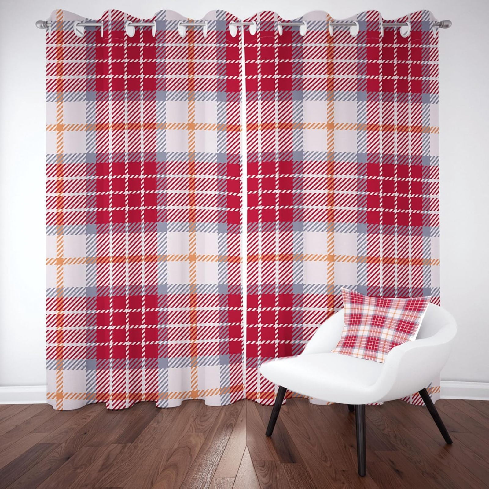 Scottish Tartan Blackout Curtain For Bedroom, Vintage Red Plaid ...