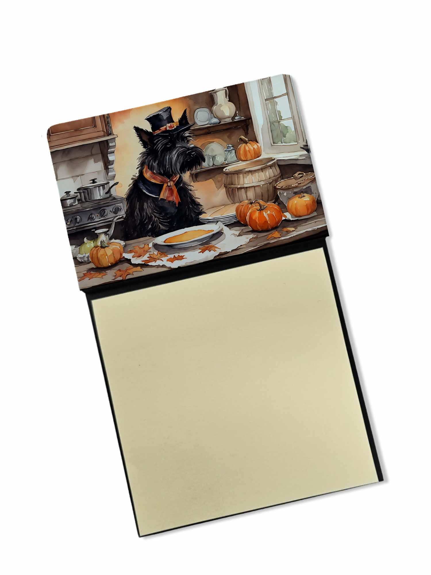 Scottish Terrier Fall Kitchen Pumpkins Sticky Note Holder 3.25 in x 5. ...