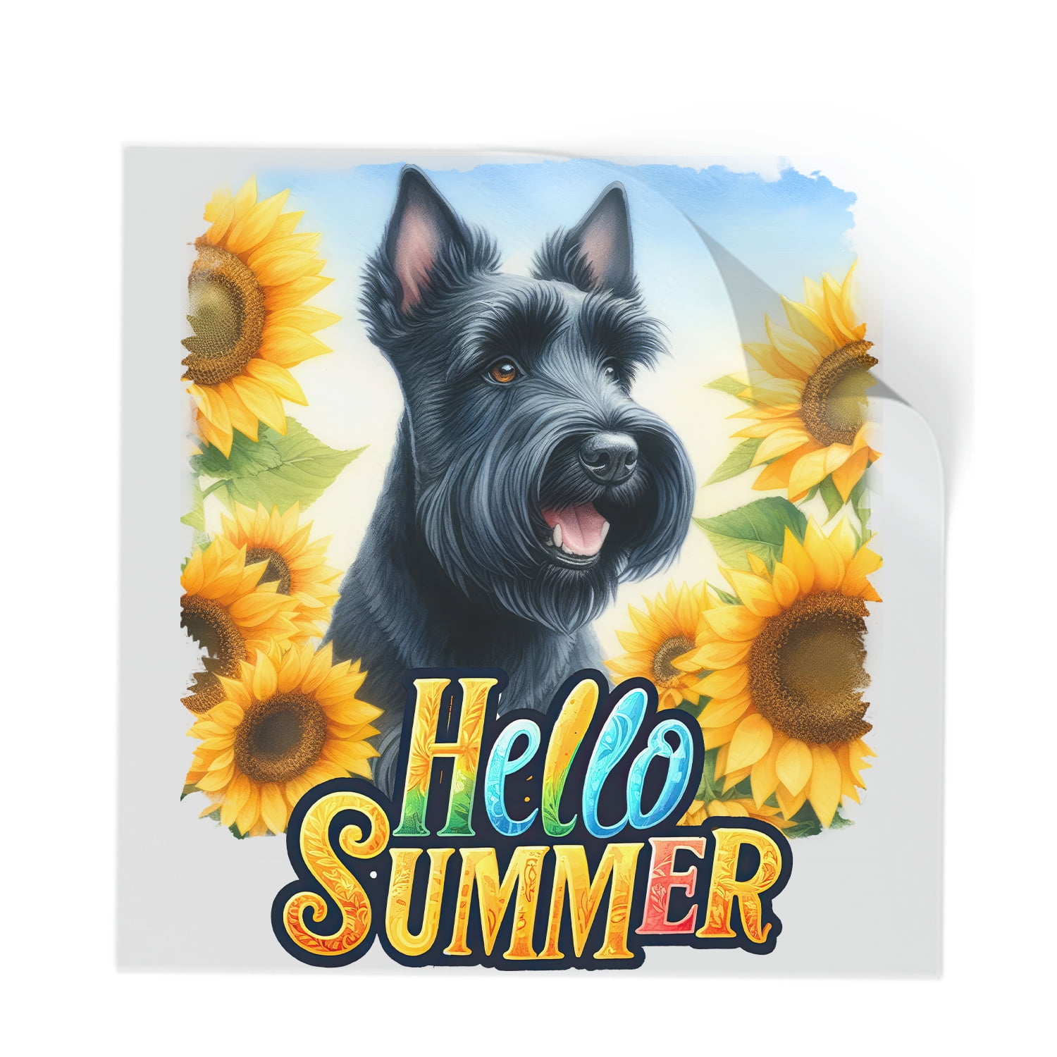Scottish Terrier Hello Summer Sunshine Sunflowers Spring Retro Vintage ...