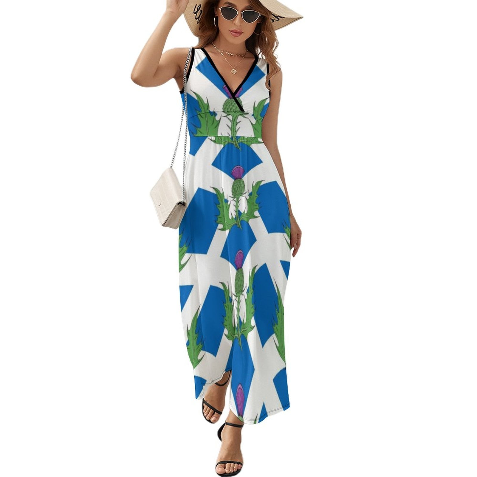 Scottish Thistle & Saltire Sleeveless Dress women clothes luxury ...