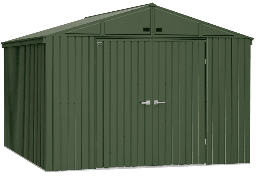 Scotts 10' x 12' Outdoor Lockable Water-Resistant Steel Storage Shed ...