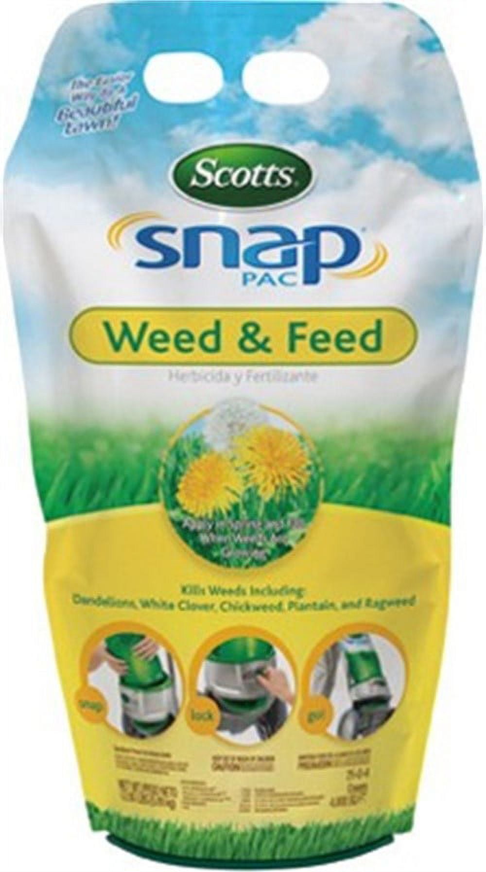Scotts Snap Pac Weed & Feed, 12.8 lbs with kills dandelions, clover ...