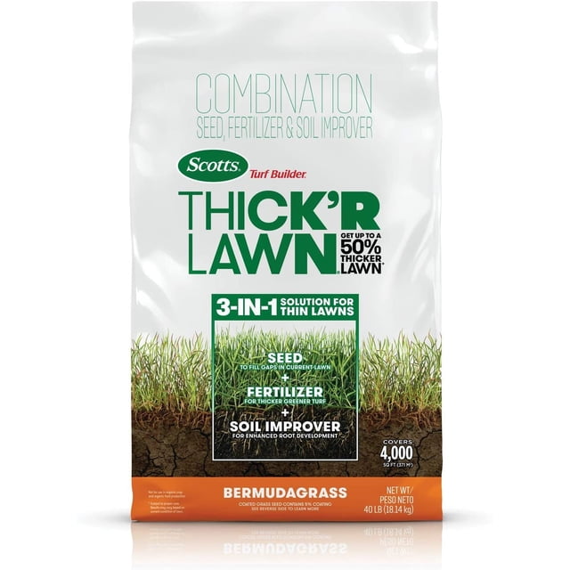 Scotts Turf Builder Thick'R Lawn Bermudagrass - 3-in-1 Solution (Seed ...