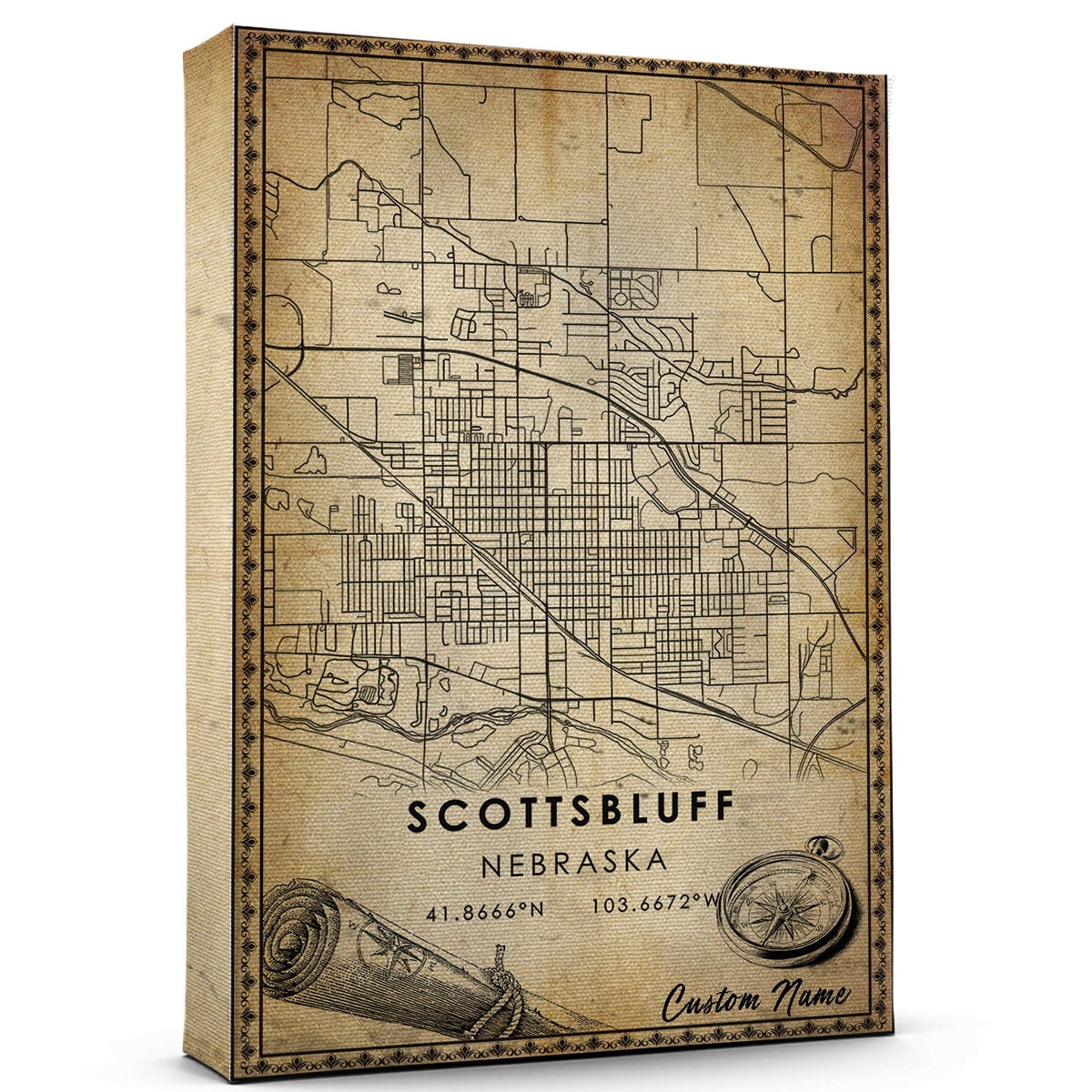 Scottsbluff Map Poster, Nebraska Map Art Poster, Canvas, Scottsbluff ...