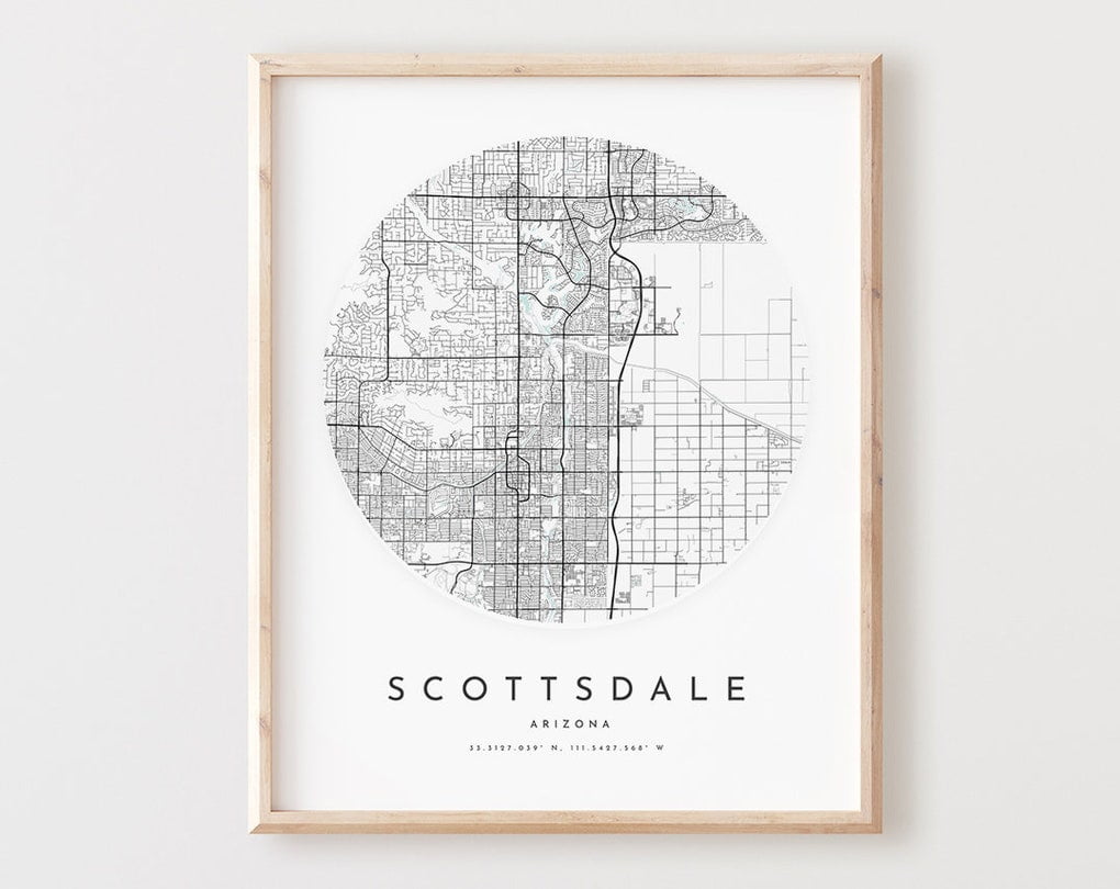 Scottsdale Map Print, Scottsdale Map Poster City Wall Art, Az Road Map, Arizona Print Street Map ...