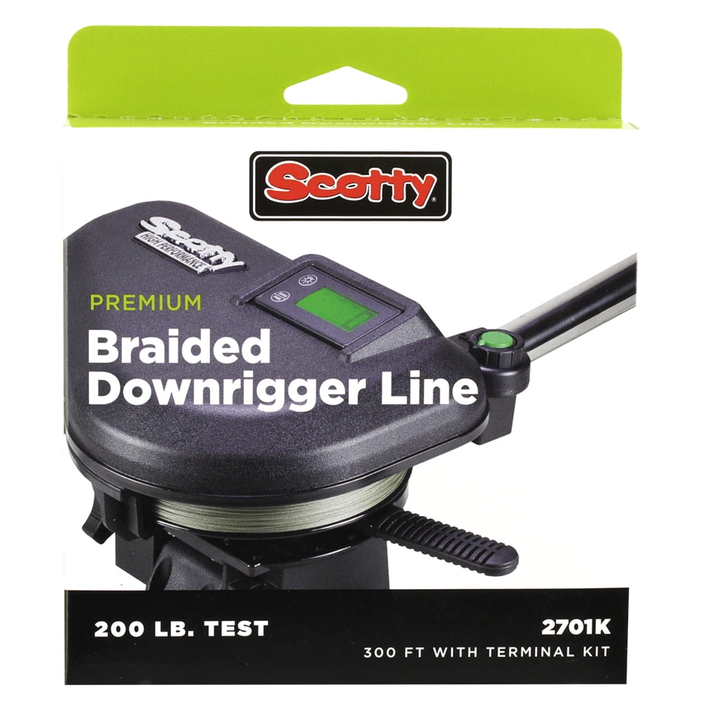 Scotty Premium Power Braid Downrigger Line, 300ft, 200lb Test, Black ...