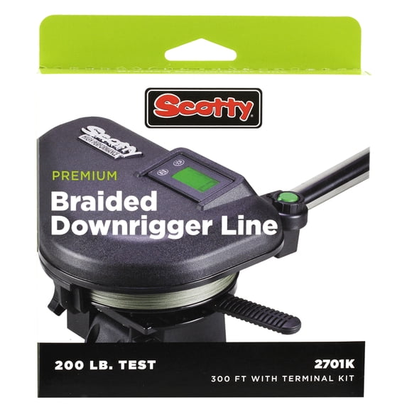 Scotty Premium Power Braid Downrigger Line, 300ft, 200lb Test, Black ...