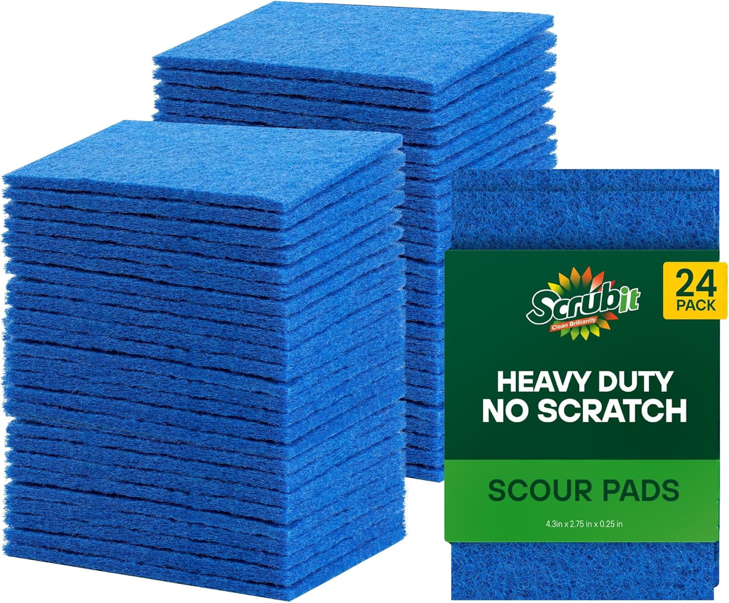 Scouring Pad 100 Pack - Heavy Duty Scrub Pads for Cleaning Dishes - Non ...
