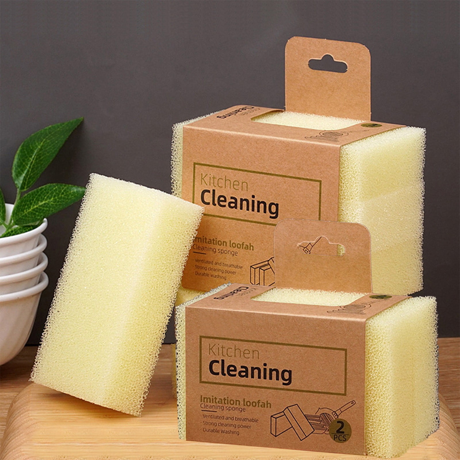 Scouring Pad Dishwashing Brush, Non-Greasy Sponge, Stain Removing ...