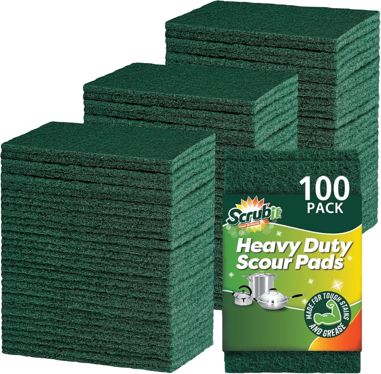 Scrubit, Scouring Pads, 100 Pack, Kitchen Sponges, Green - Walmart.com