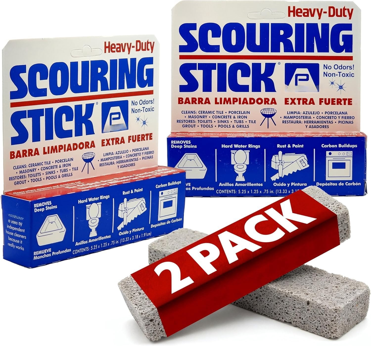 Scouring Stick 2 Pack, Toilet Bowl Ring Remover, Heavy Duty Extra ...