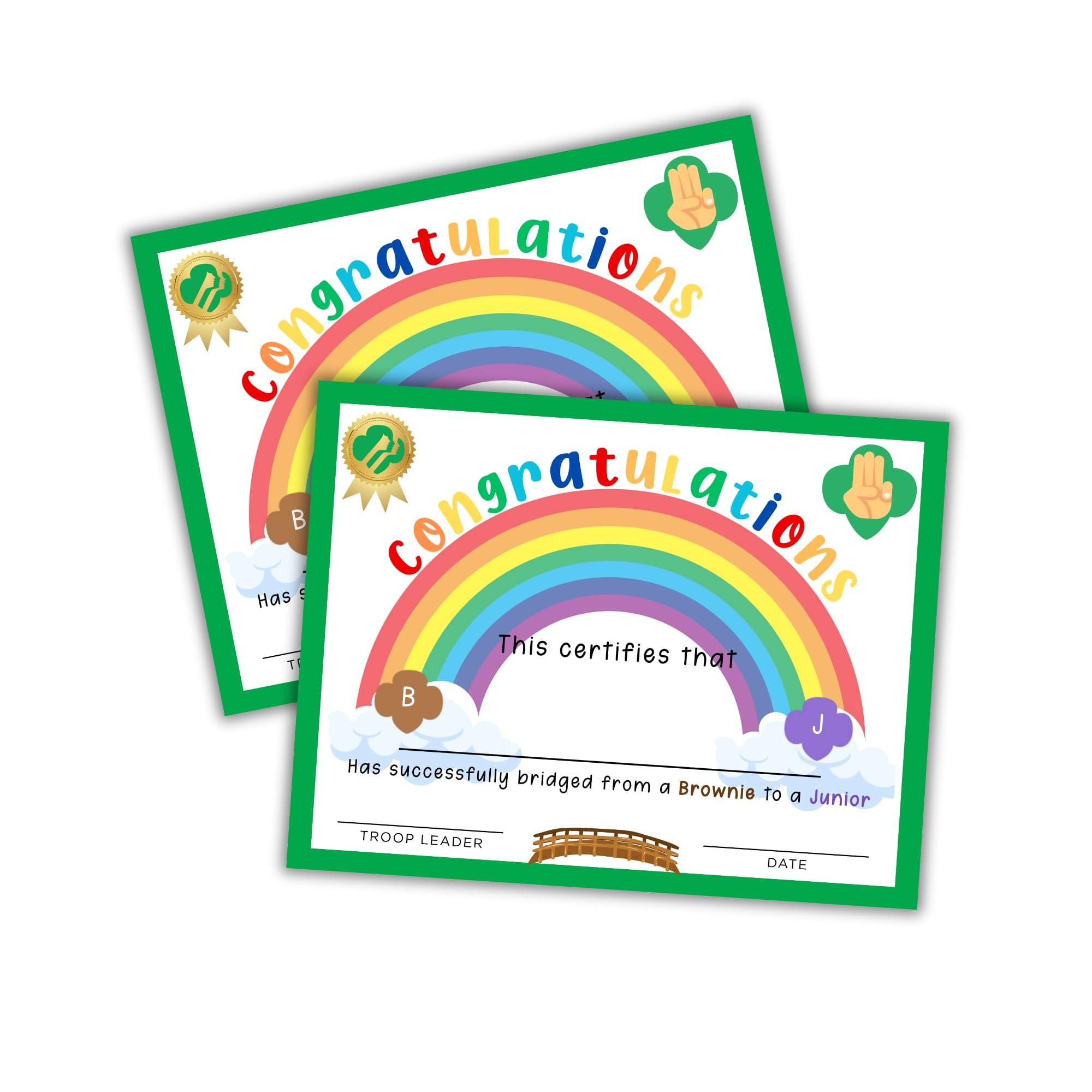 Scout Brownie to Junior Bridging Ceremony Girl Completion Certificate ...