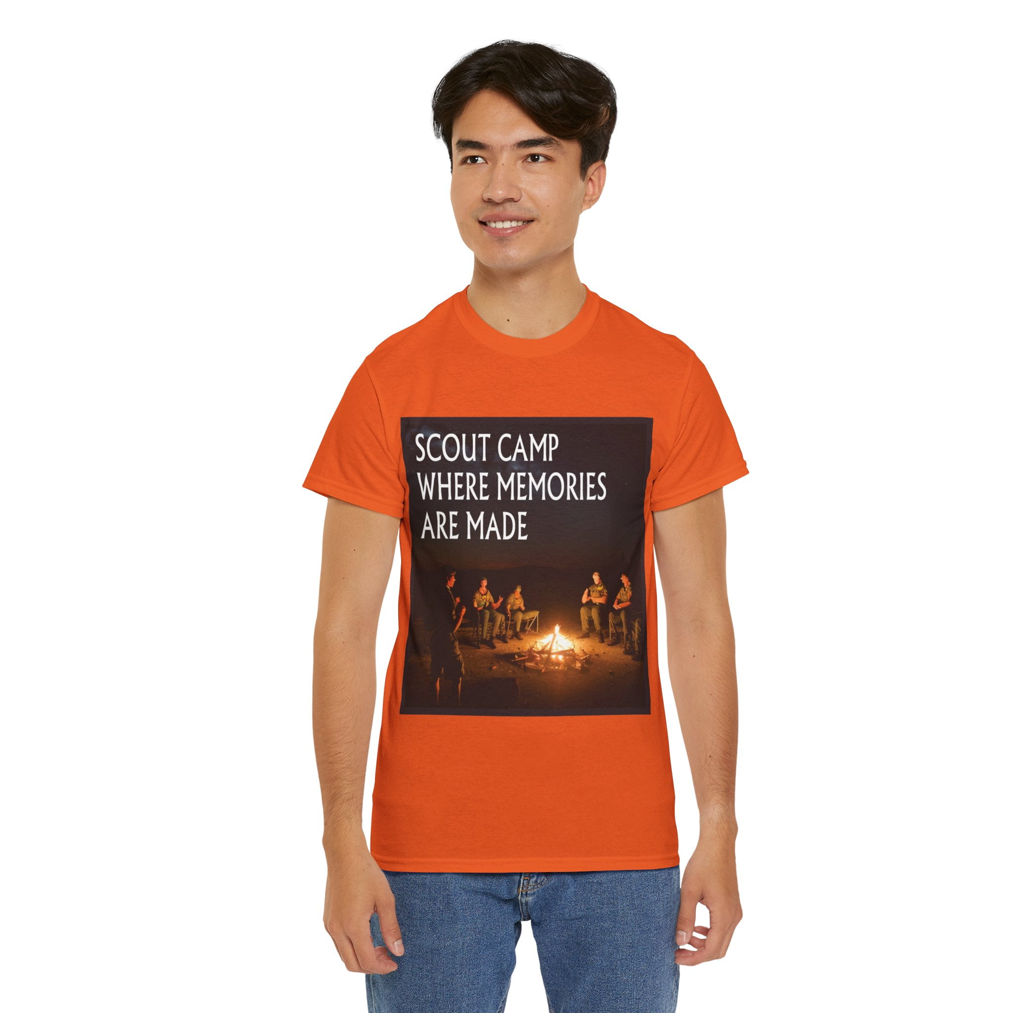 Scout Camp Where Memories Are Made Heavy Cotton T-Shirt Campfire Scene ...