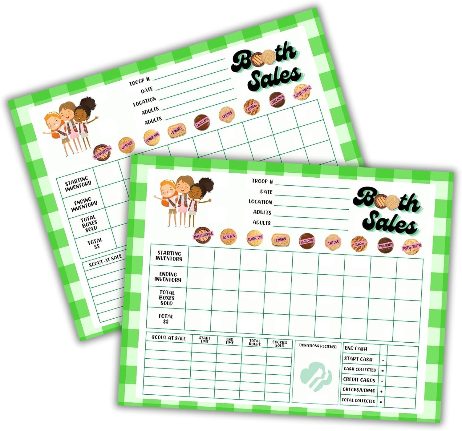 Scout Cookie Booth Sales Tally Tracker Sheet 50 Pack, 8.5 x 11 Papers ...