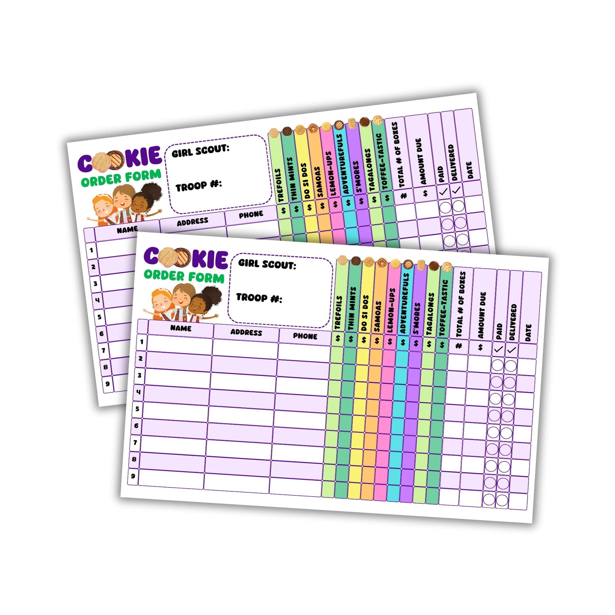 Scout Cookie Order Form Grid with Girl Cookies 30 pk 8.5x5.5 Card Hand ...