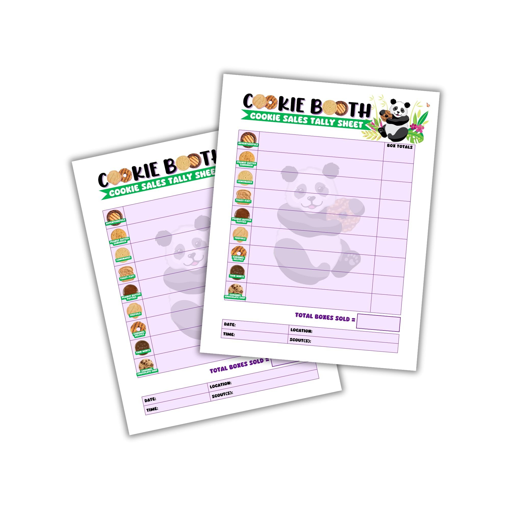Scout Cookie Sales Tally Sheet 50 Pack 8.5x11 Papers Purple Panda ...