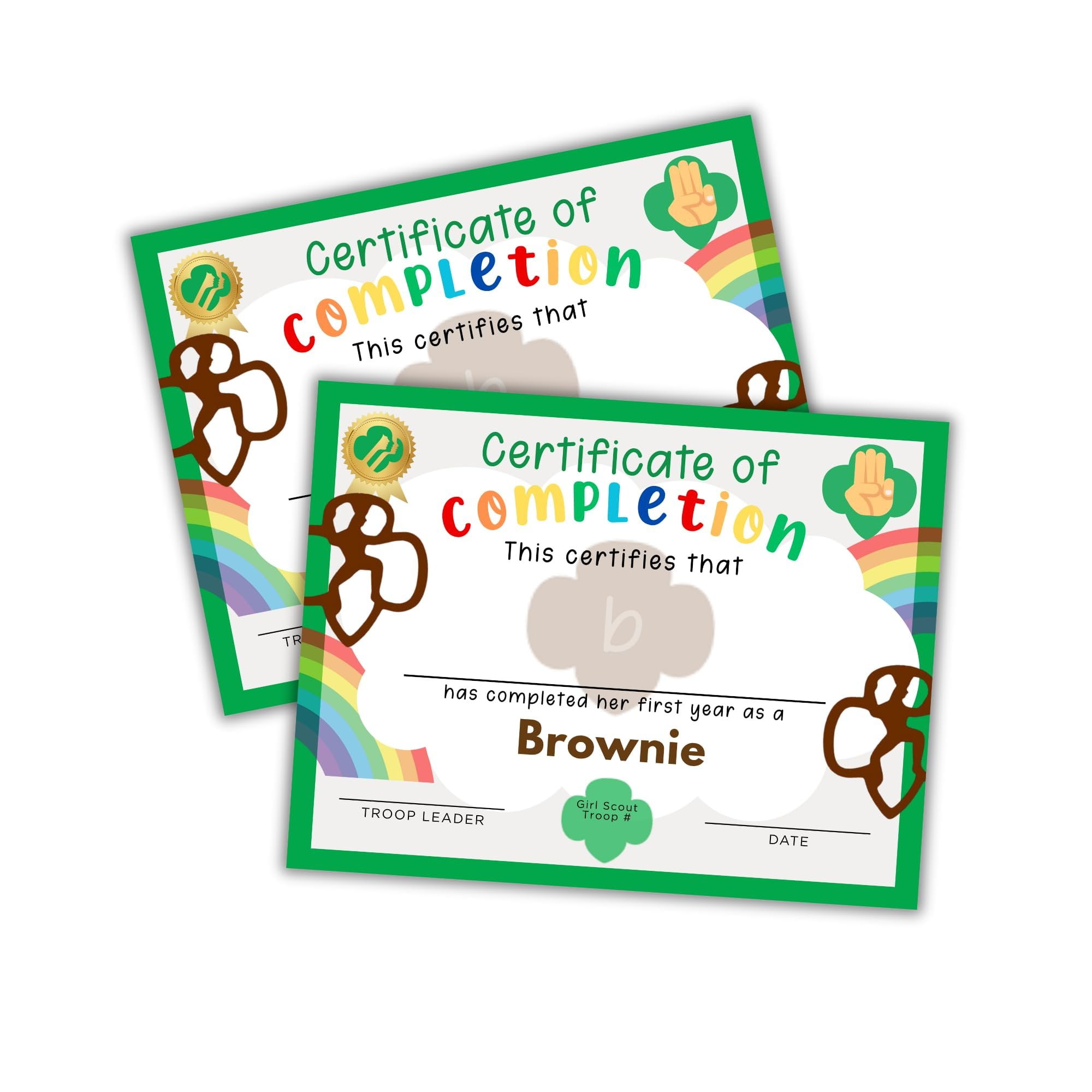 Scout First Year as a Brownie Completion Certificate Award 30pk 8.5x11 ...
