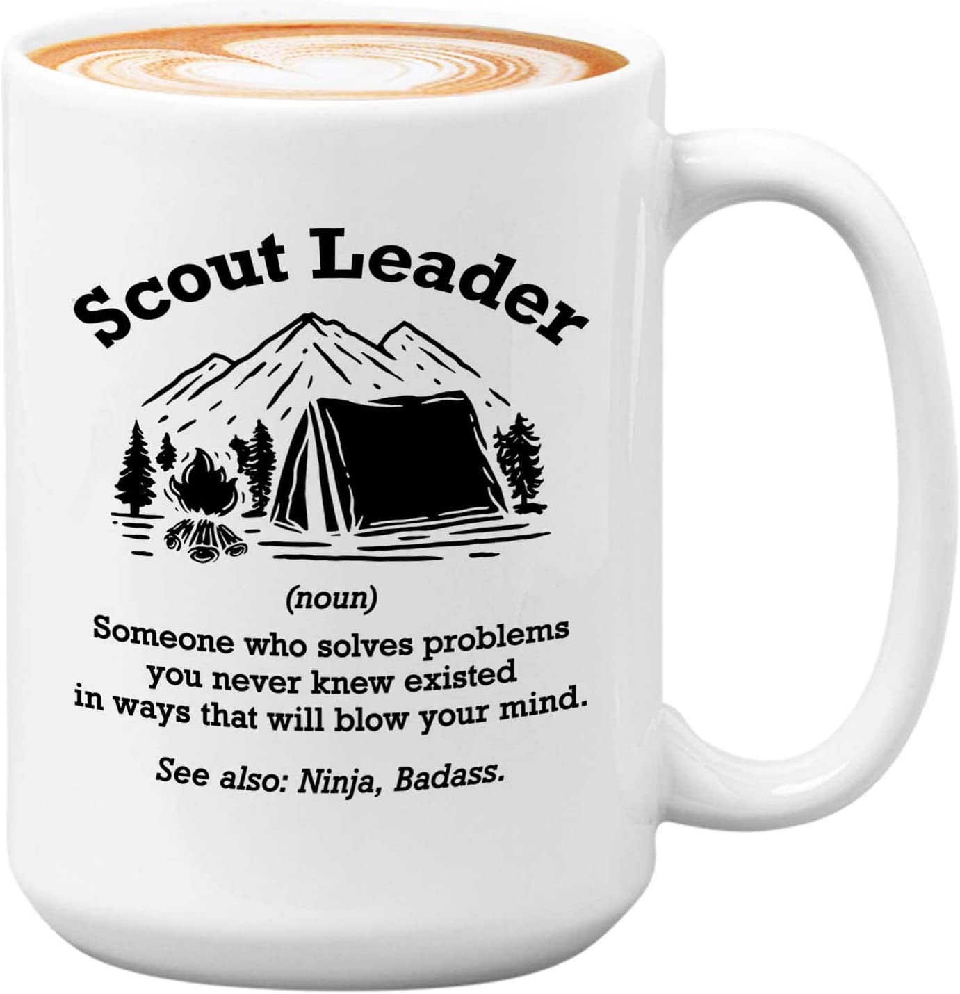 Scout Mug White 15oz - Scout Leader Noun Definition - Scout Explorer Adventure Camping Camper ...