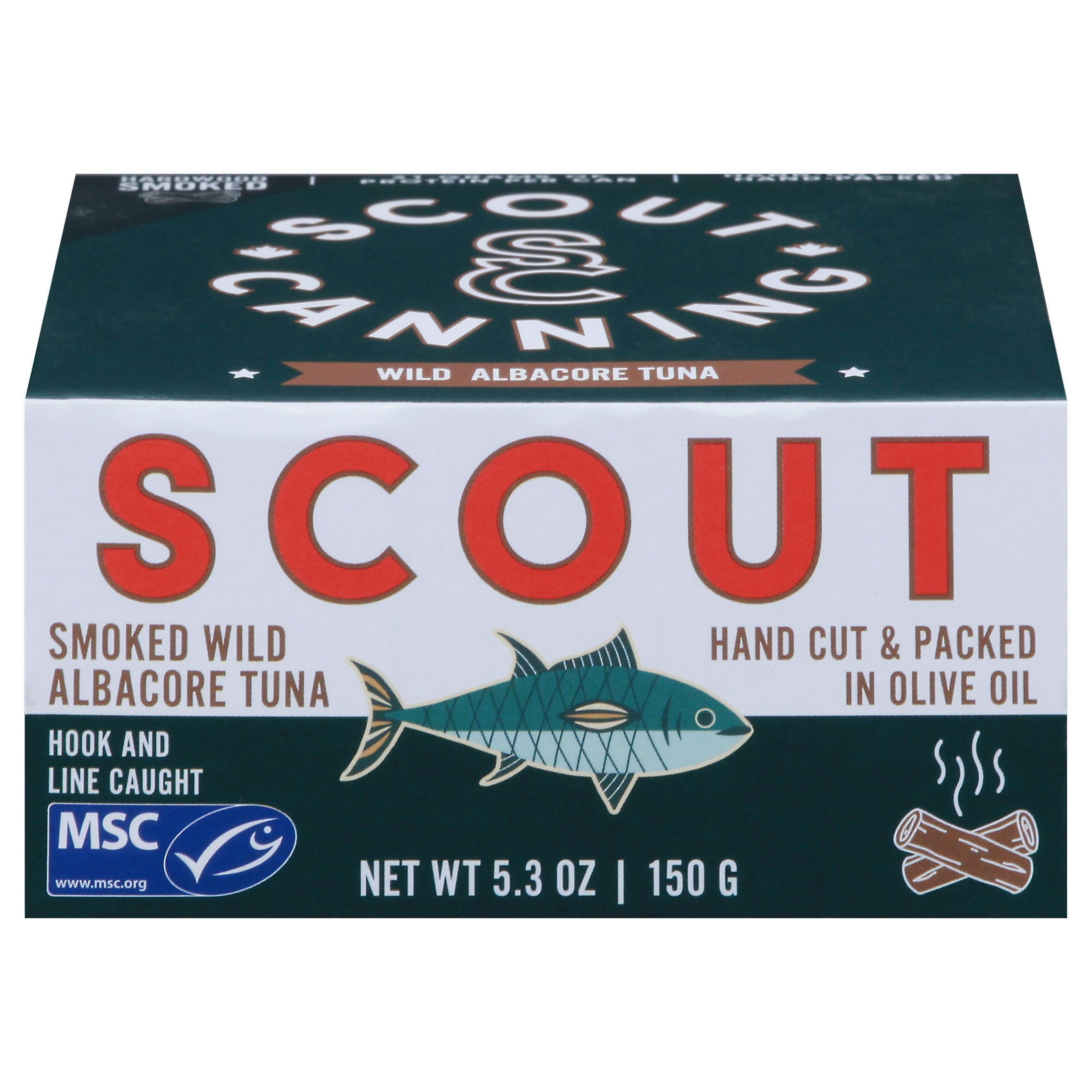 Scout Smoked Wild Albacore Tuna in Olive Oil 5.3 oz (Pack of 12 ...