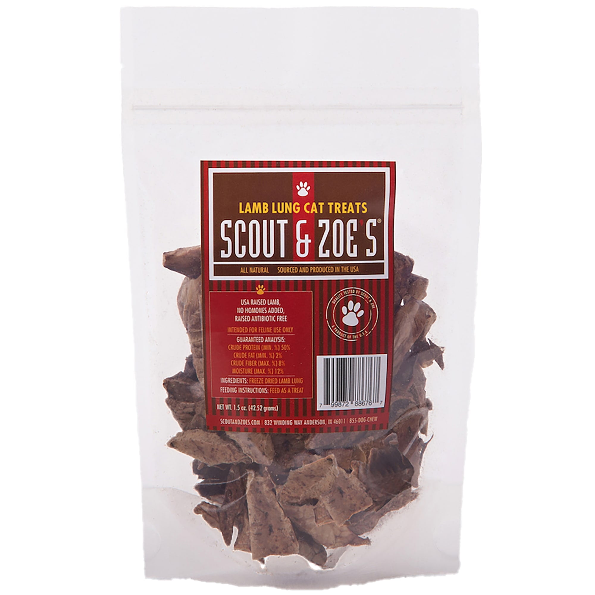Scout & Zoe's: Lamb Lung - 1.5oz Cat Treats, Single Ingredient, Crunchy ...