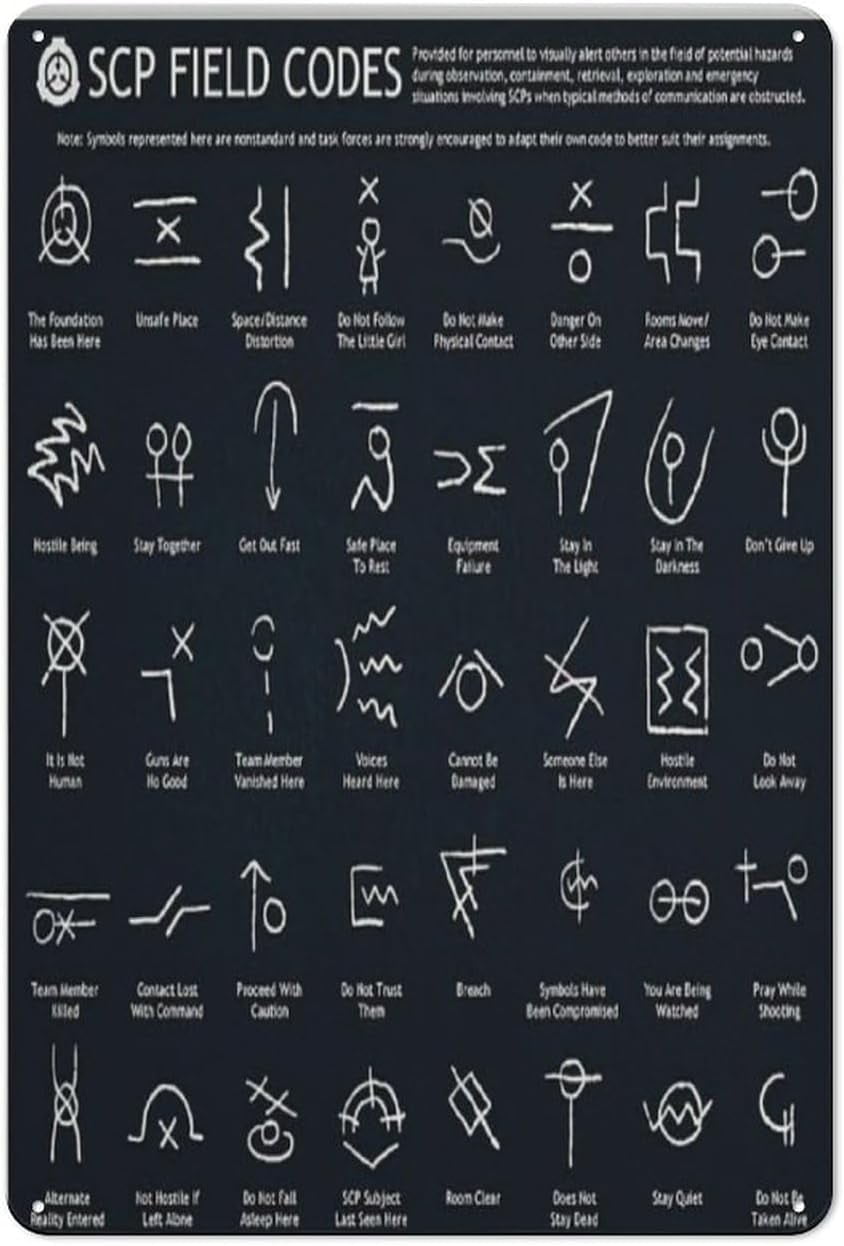 Scp Field Codes Metal Signs Vintage Club Decor Scp Foundation Knowledge Tin Poster Office Wall ...