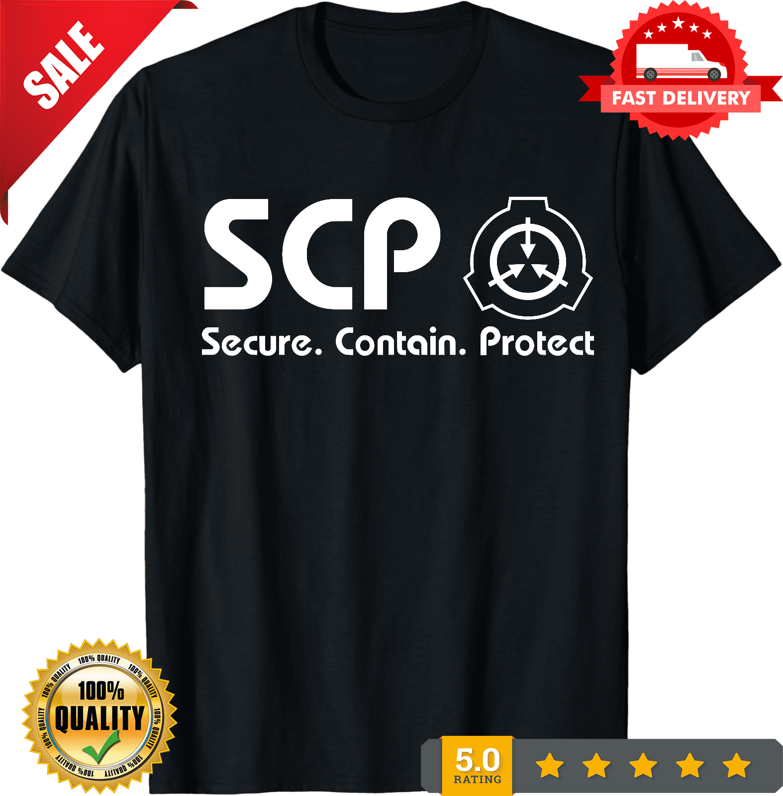 Scp Foundation Fans T Shirt Secure Contain Protect Short Sleeve Men's ...