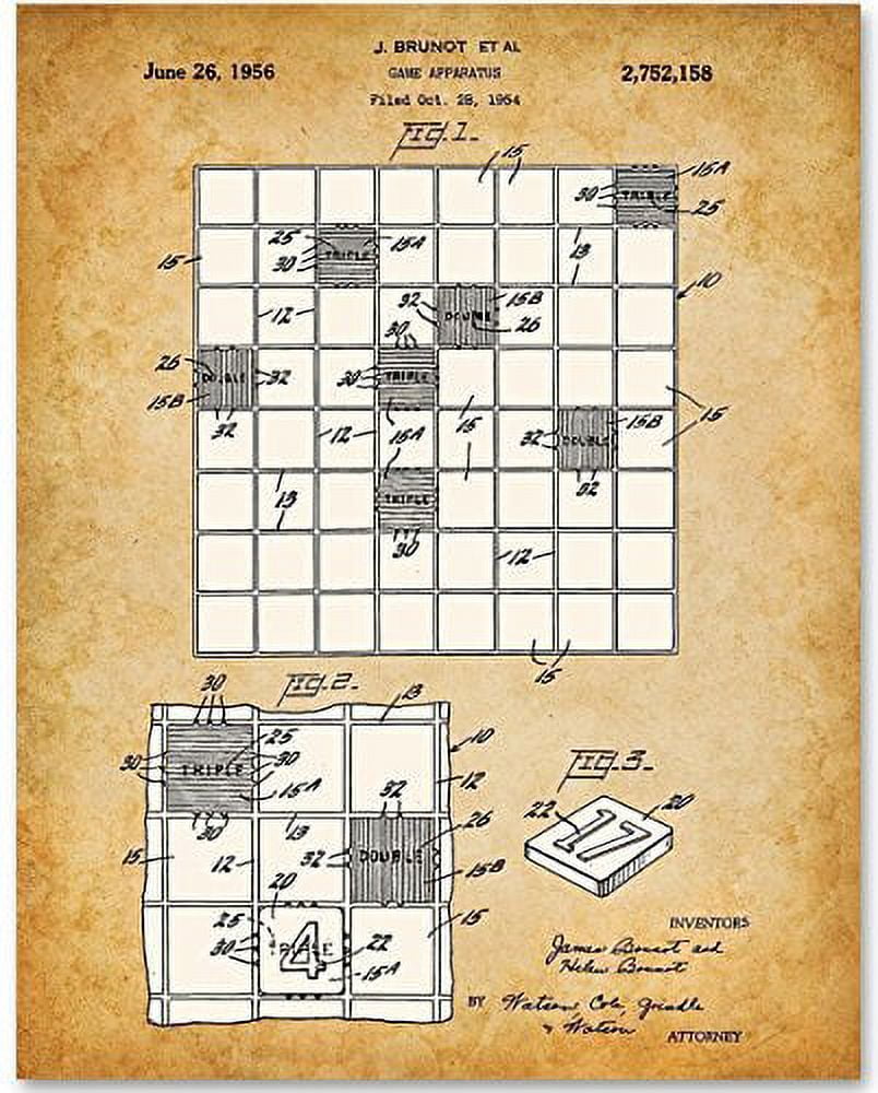 Scrabble Board Game - 11x14 Unframed Patent Print - Great Gift for Game ...