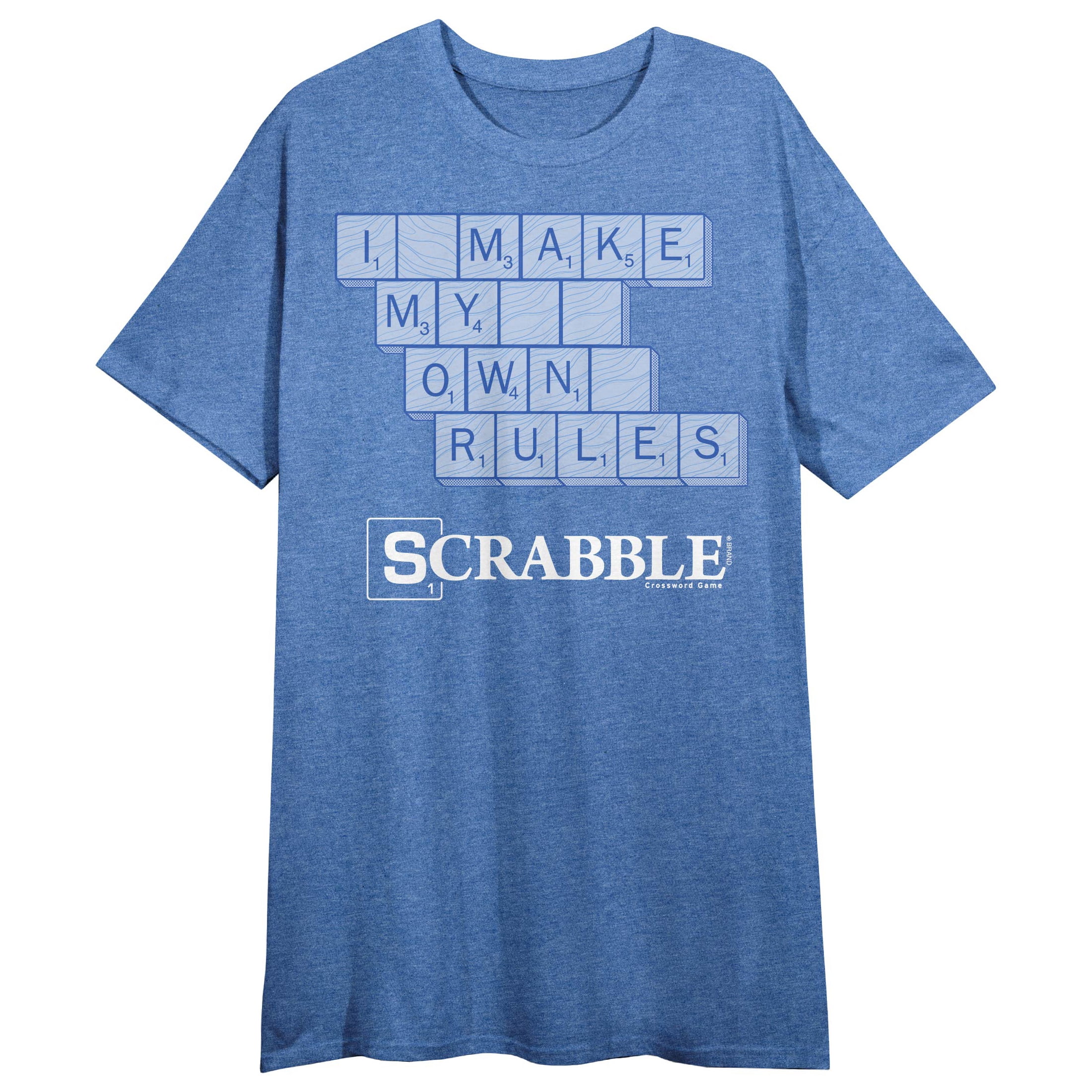 Scrabble I Make My Own Rules Crew Neck Short Sleeve Blue Heather Women ...